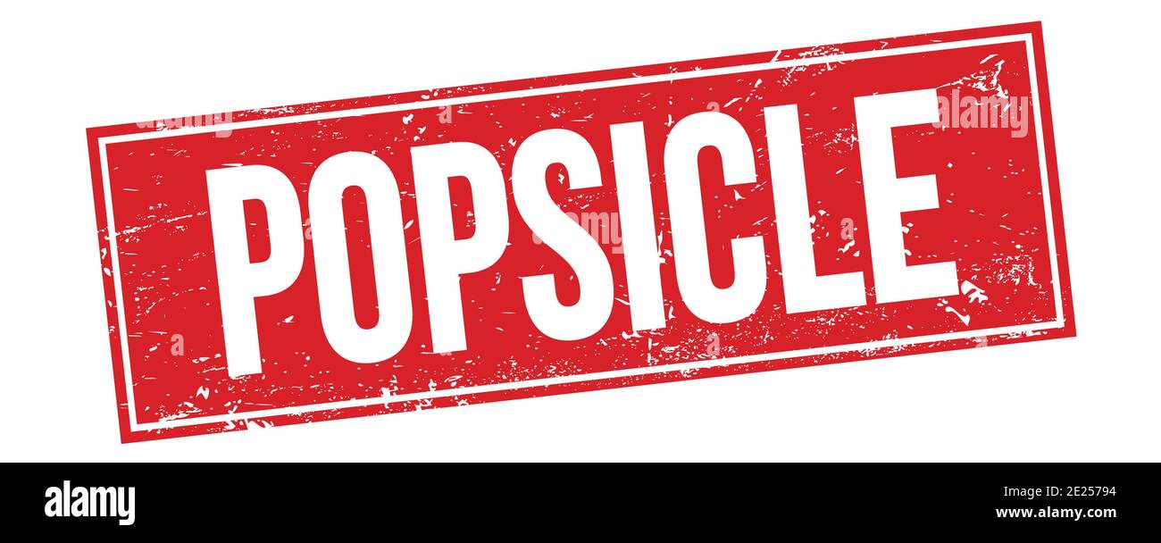 POPSICLE text on red grungy rectangle stamp sign Stock Photo - Alamy