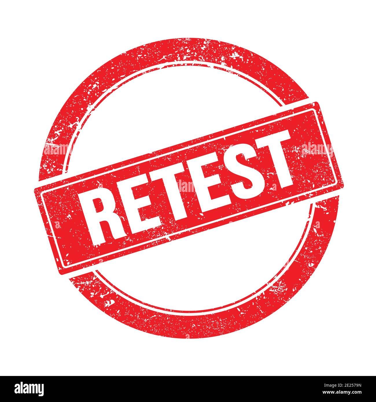 RETEST text on red grungy round vintage stamp Stock Photo - Alamy