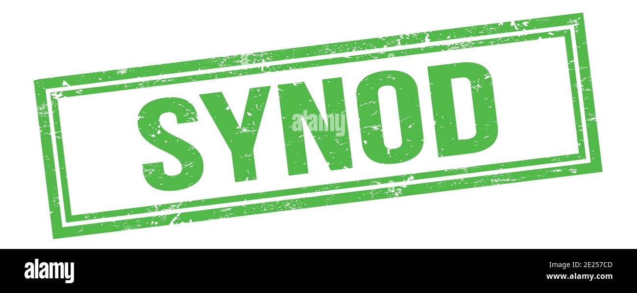 SYNOD text on green grungy vintage rectangle stamp Stock Photo - Alamy