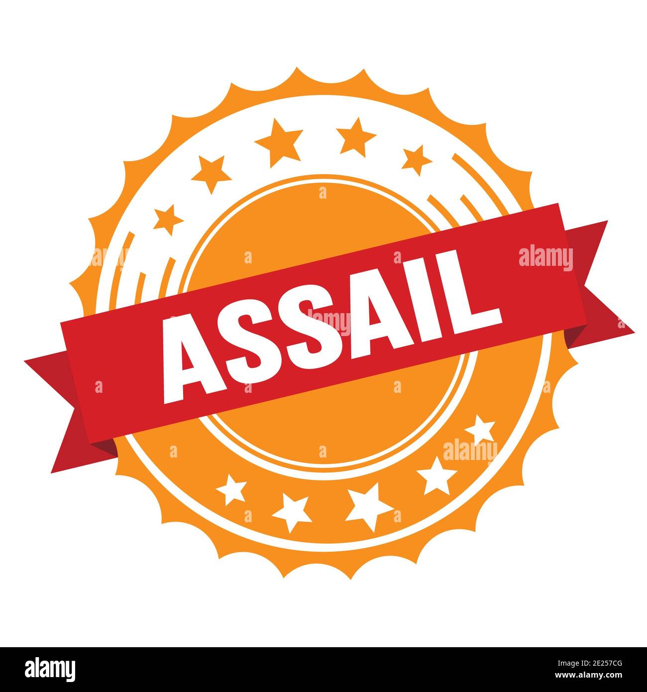 ASSAIL text on red orange ribbon badge stamp Stock Photo - Alamy