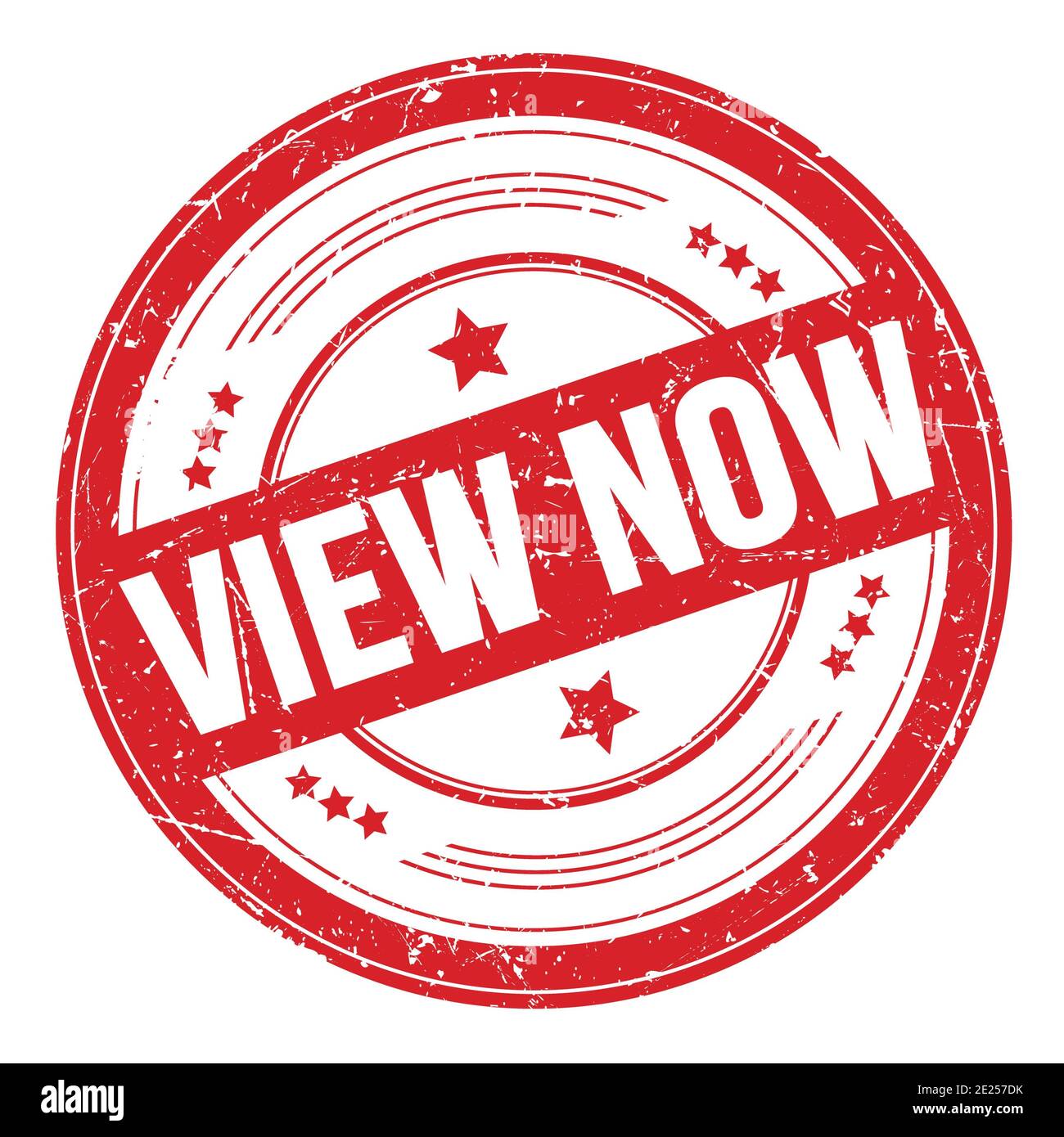 VIEW NOW text on red round grungy texture stamp Stock Photo - Alamy