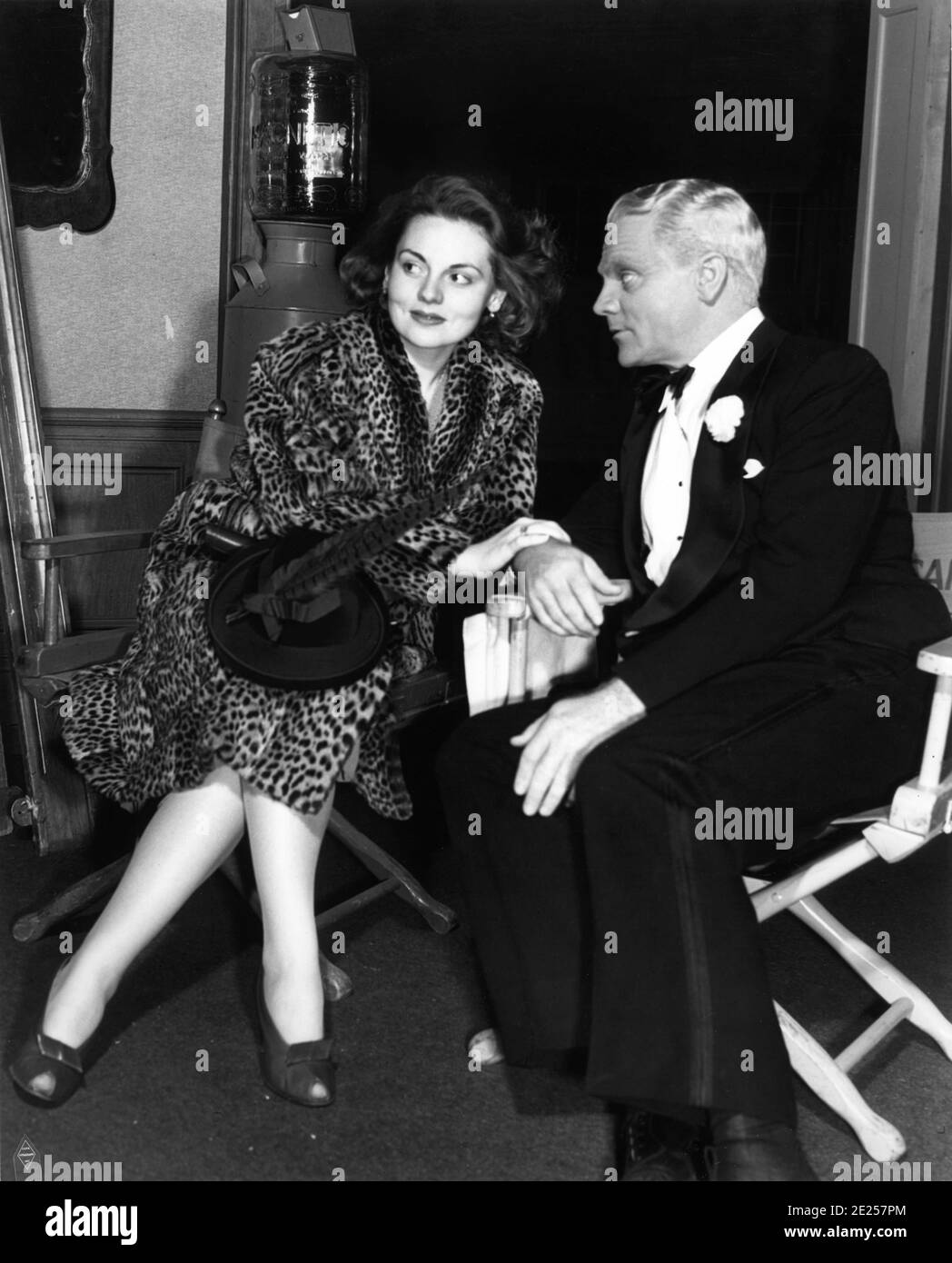 JEANNE CAGNEY on set candid with her brother JAMES CAGNEY made up as ...