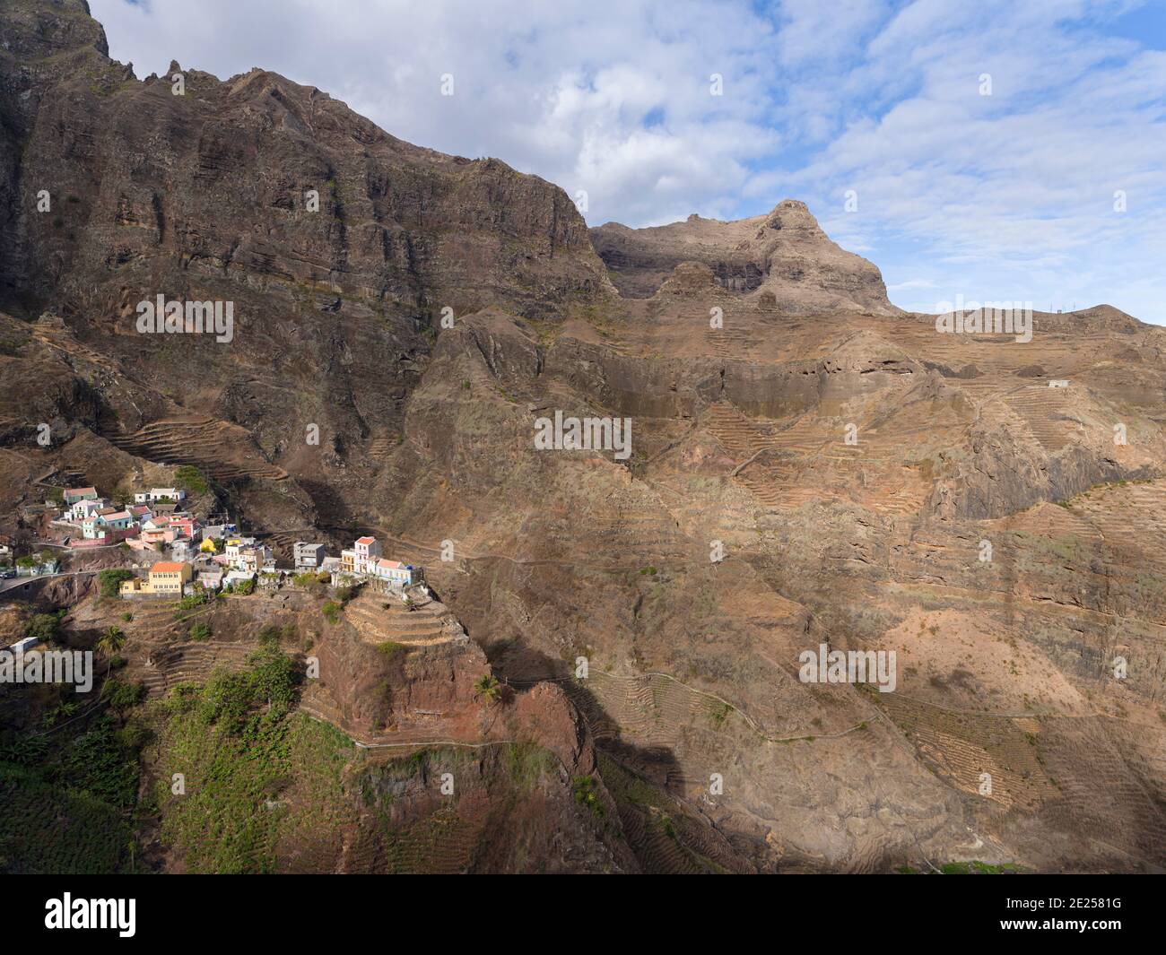 Small iconic mountain village Fontainhas in the mountains of Island ...