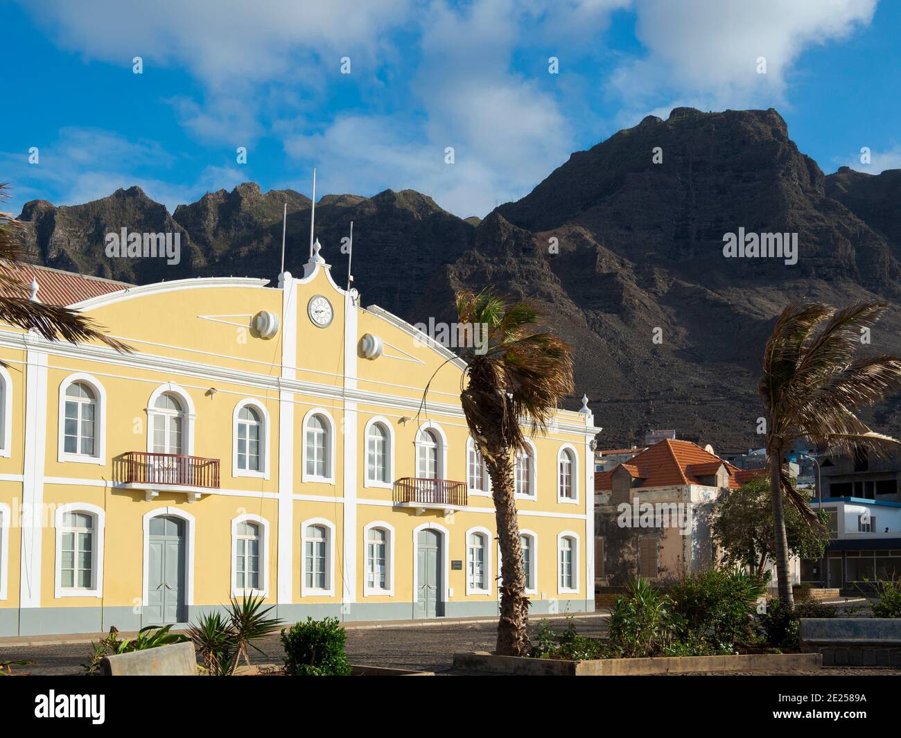 Town hall and administration. Town Ponta do Sol, Island Santo Antao ...