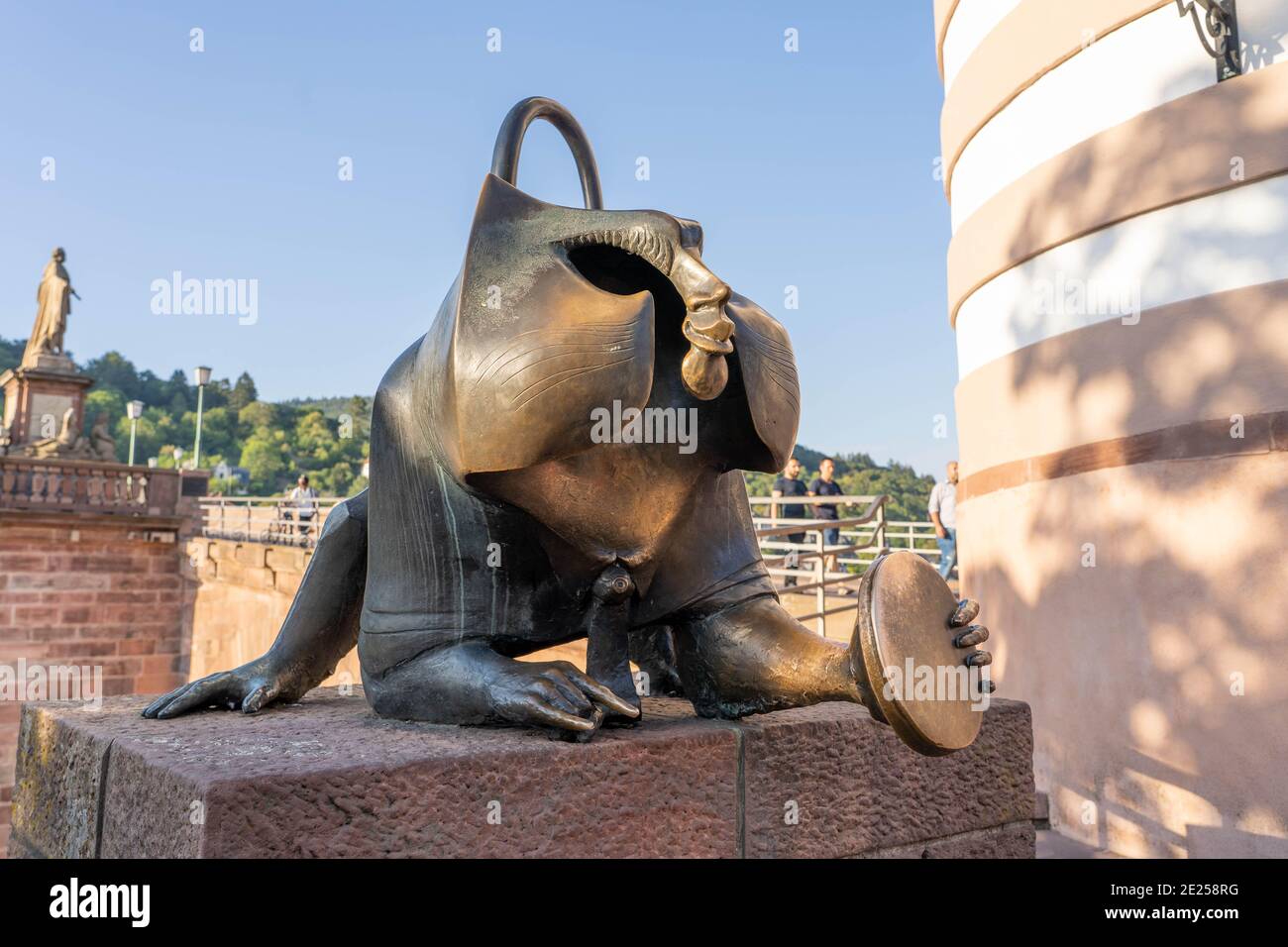 Heidelberg, Germany - Aug 1, 2020: Heidelberg Bridge copper Monkey ...