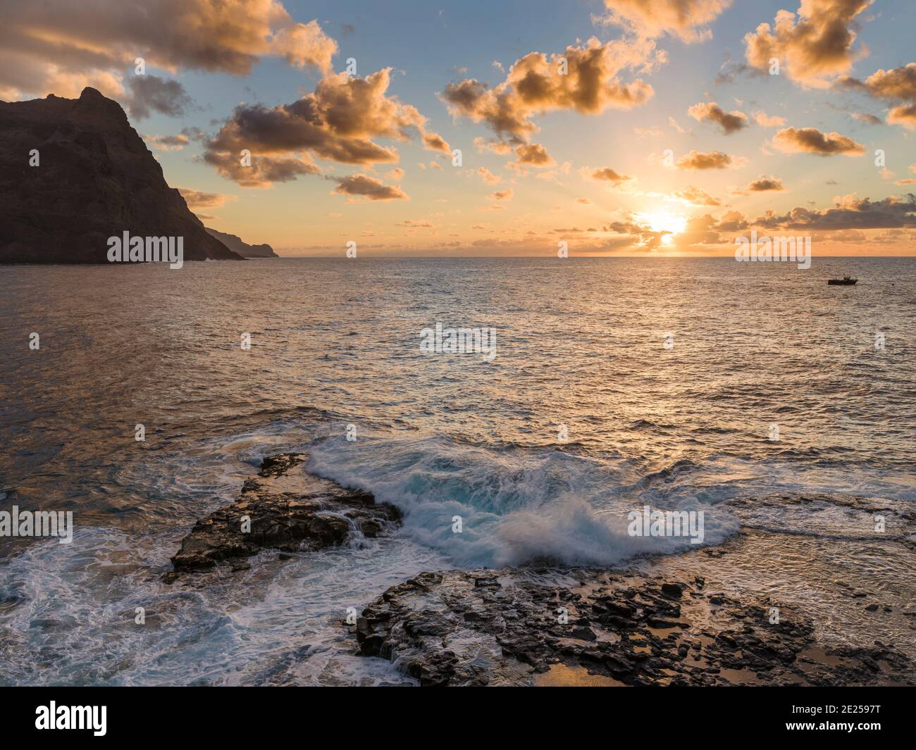 Sunset. Town Ponta do Sol, Island Santo Antao, Cape Verde in the ...
