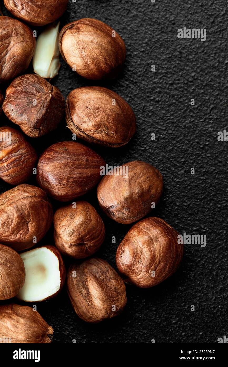 Close up of Hazelnut kernels - Food Frame Background, macro detailed ...