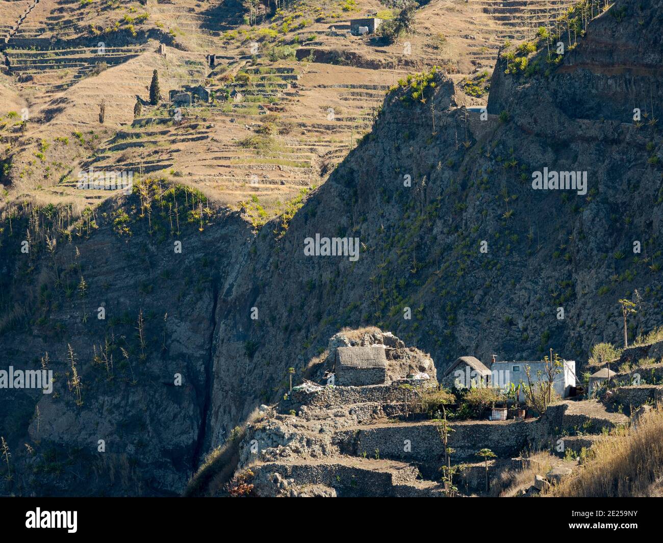 Mountain farm at the old mountain road between Porto Novo and Ribeira ...