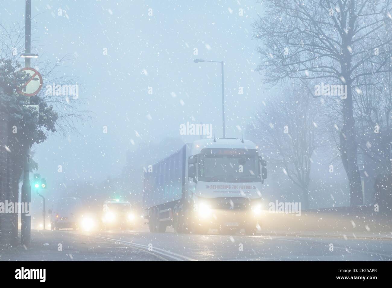 Lorry Driving In Heavy Snow High Resolution Stock Photography and ...