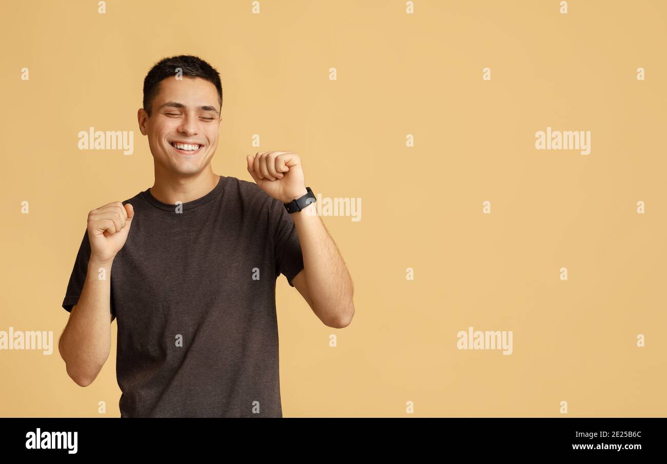 Victory and win dance, positive emotions and great mood Stock Photo - Alamy