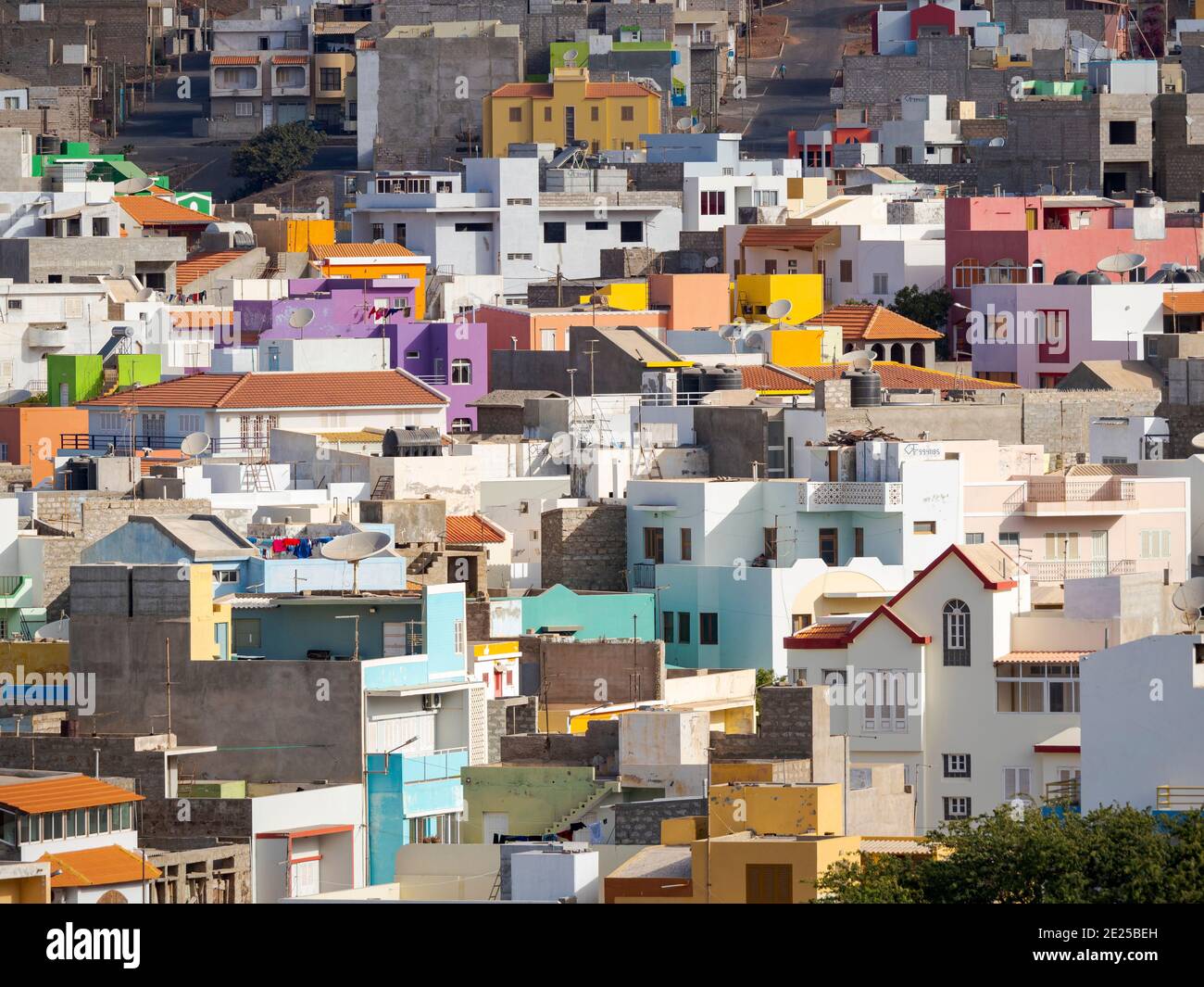 Cityview. City Mindelo, a seaport on the island Sao Vicente, Cape Verde ...