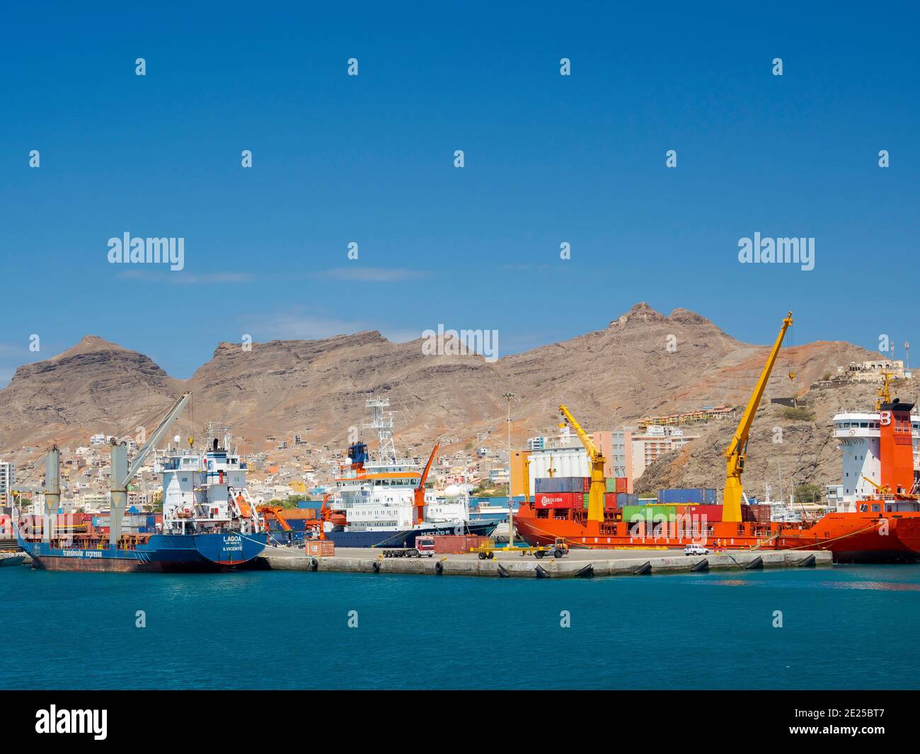 The new port facility. City Mindelo, a seaport on the island Sao ...