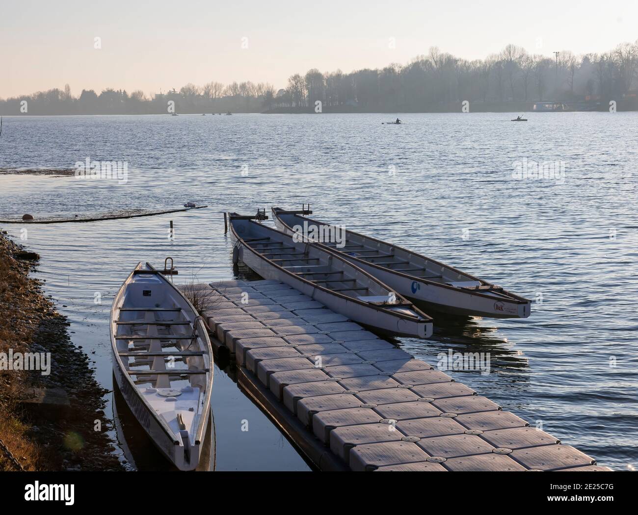 Boats moored at sunset, Idroscalo Milan, Italy Stock Photo - Alamy