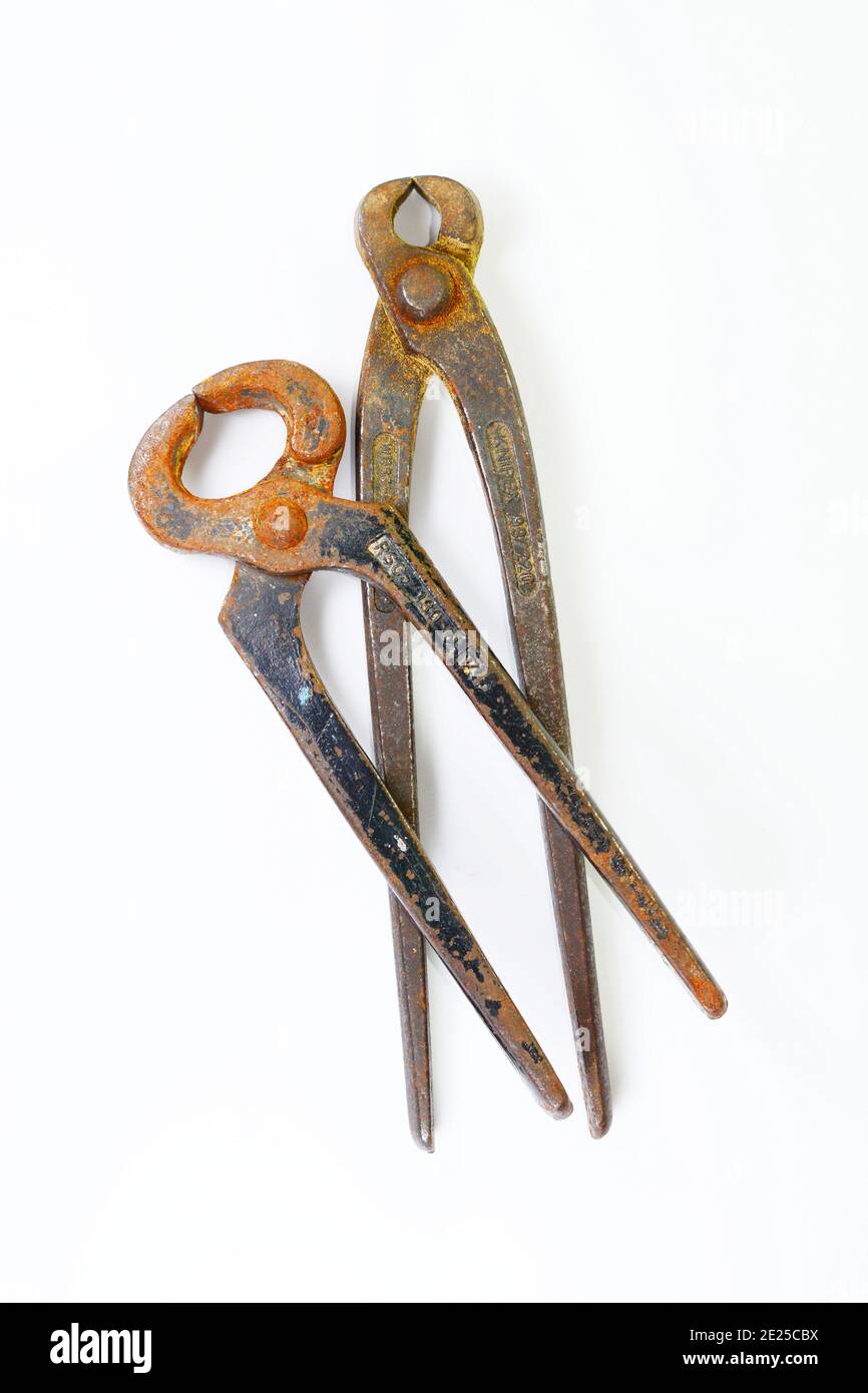 old rusty pliers on white Stock Photo - Alamy