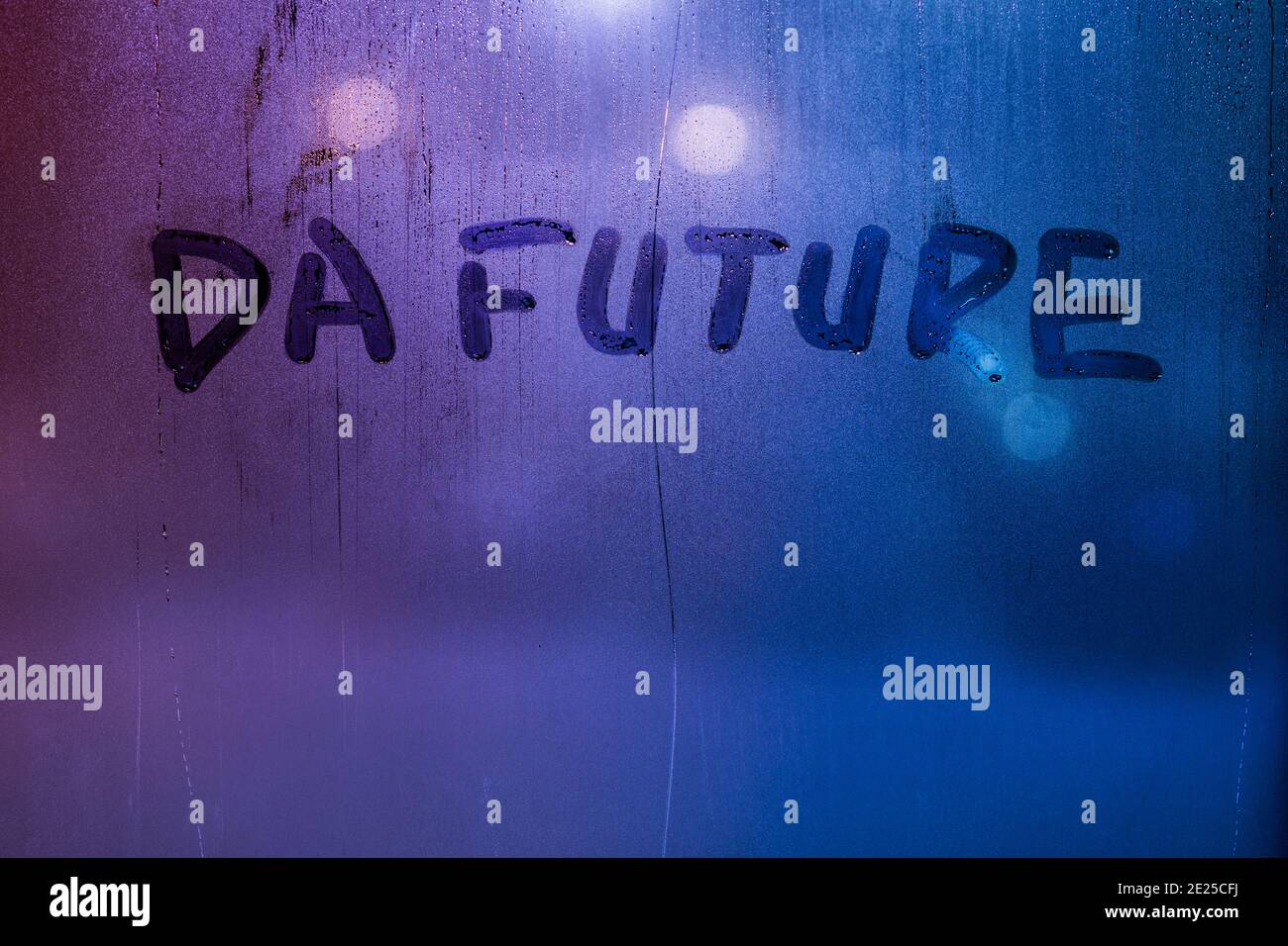 words da future handwritten on night foggy window glass surface Stock ...