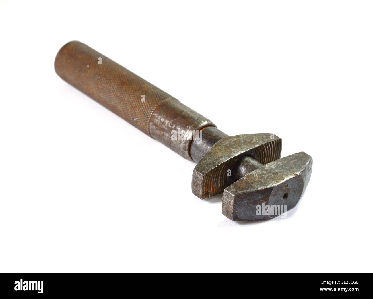 Old Rusty Adjustable Wrench (Spanner) Isolated on White Background ...