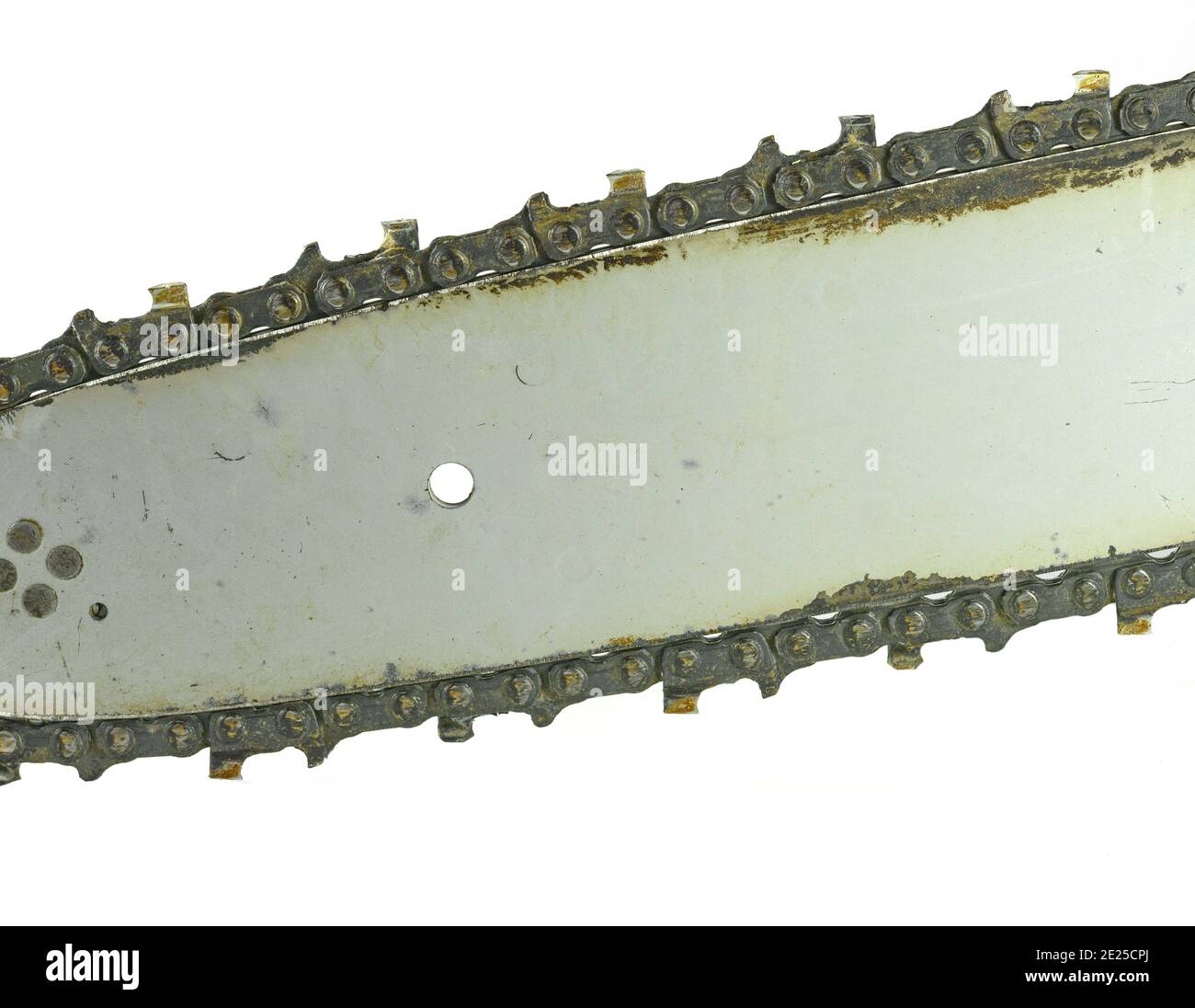 Detail of the chainsaw isolated on the white background Stock Photo - Alamy