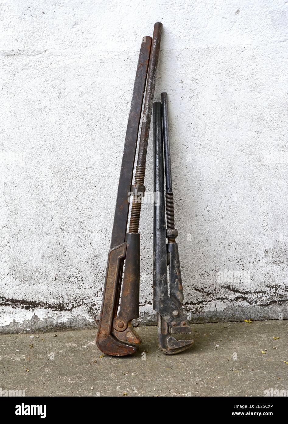 Old vintage rusty pipe wrench Stock Photo - Alamy