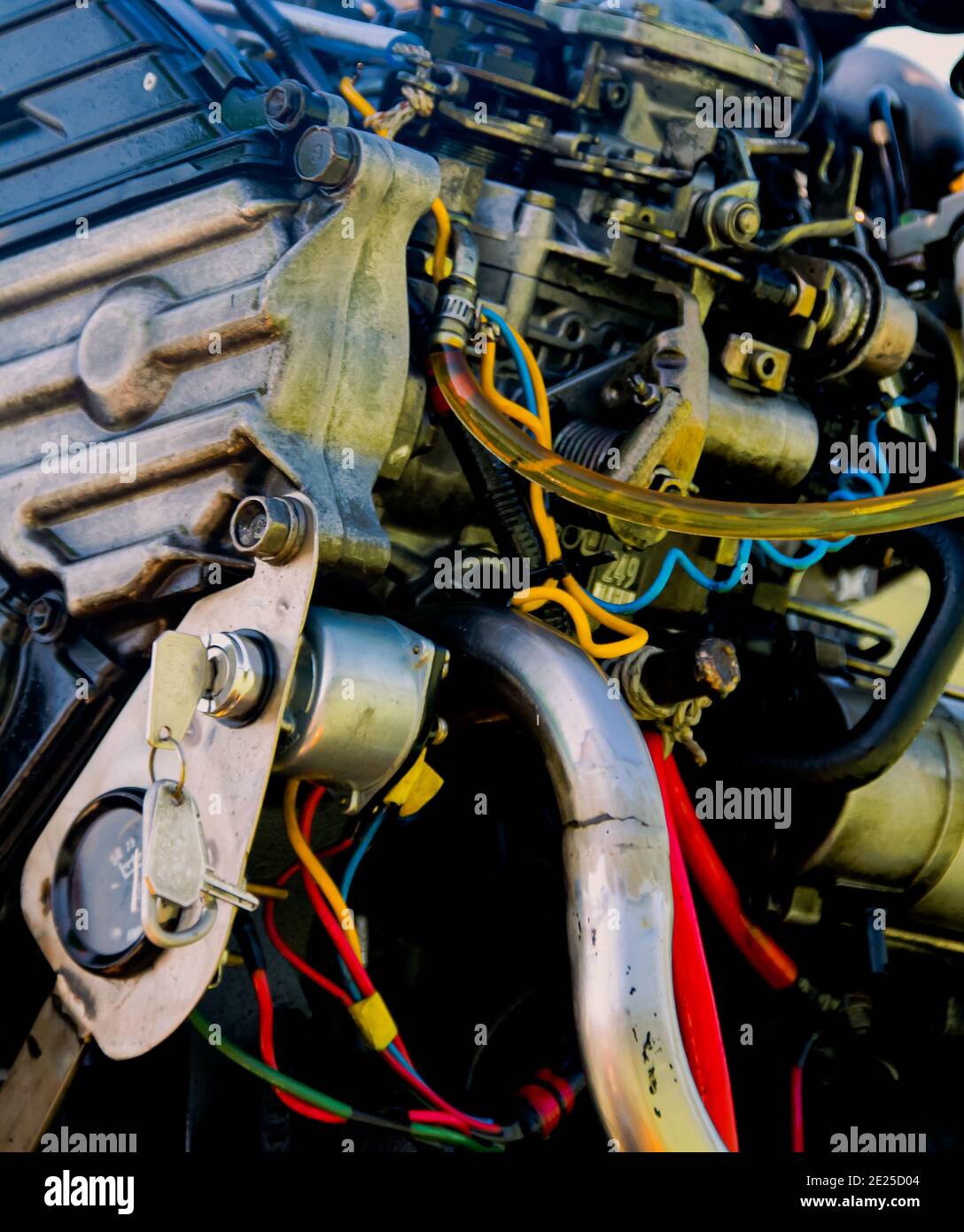 Closeup detail of the old motorboat engine Stock Photo - Alamy