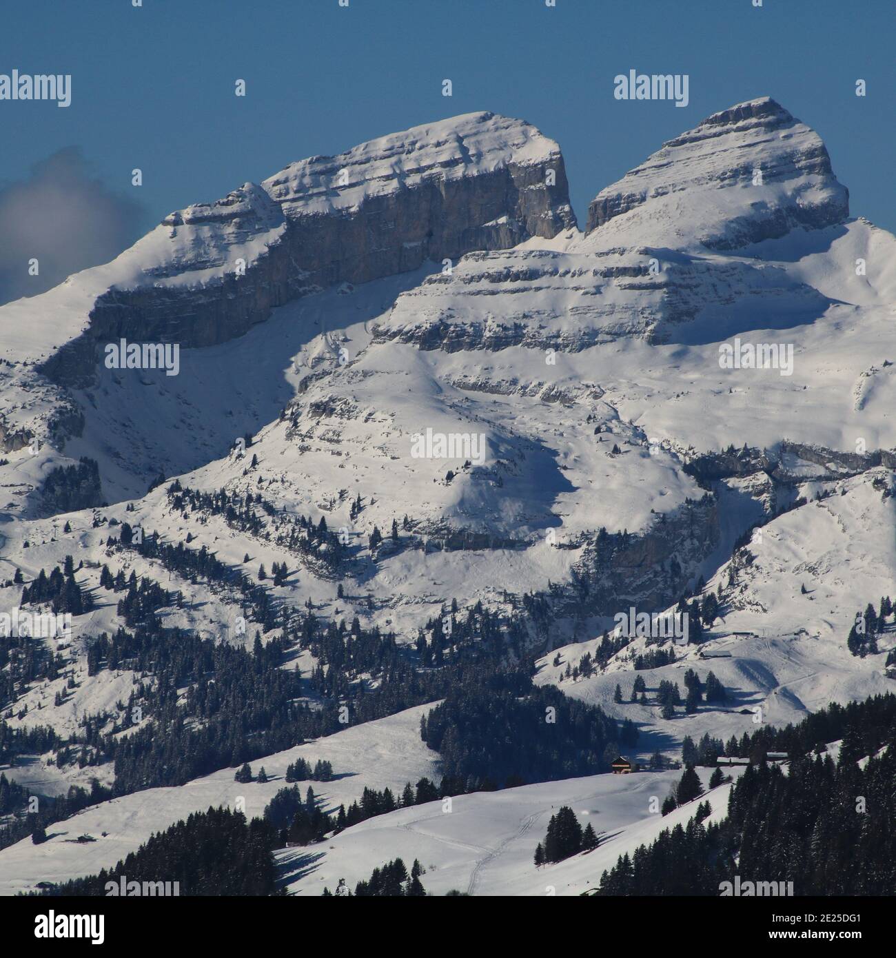 Visible rock layers of mount Tour d Ai, Swiss Alps Stock Photo - Alamy