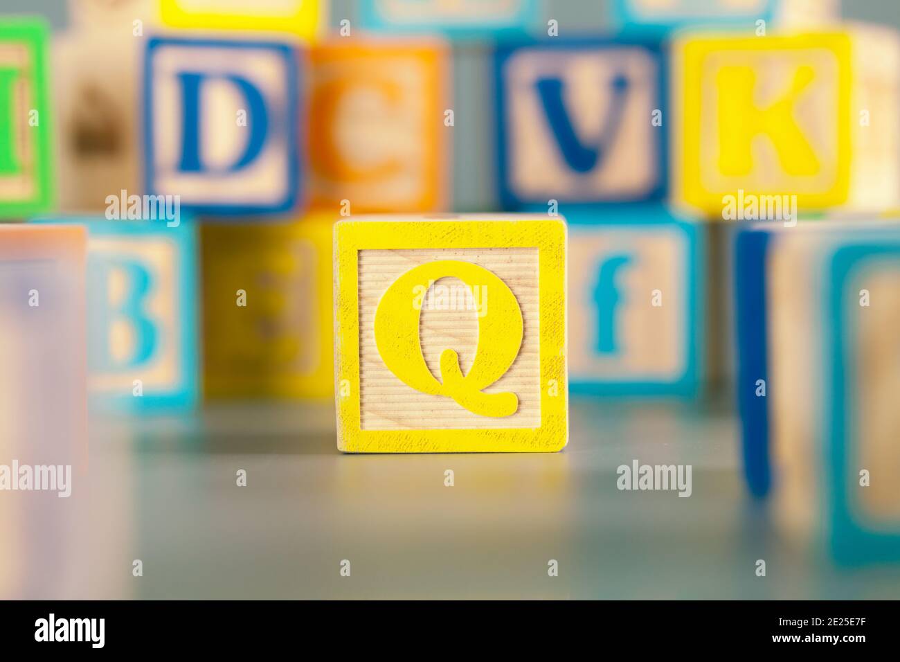 Photograph of colorful Wooden Block Letter Q Stock Photo - Alamy
