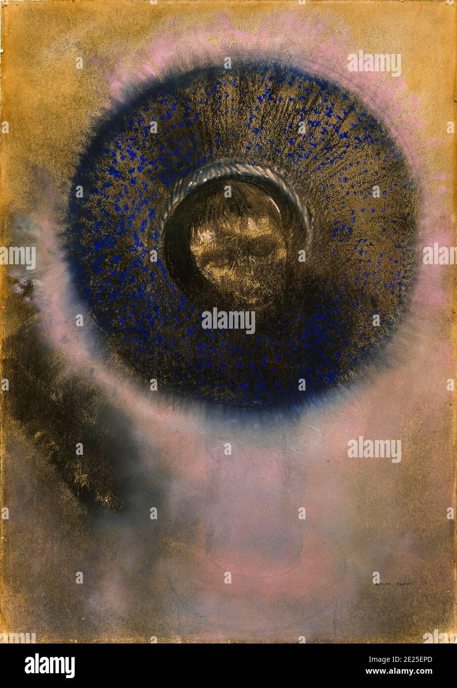 Odilon Redon, drawing, Head within an Aureole, 1894-1895 Stock Photo ...