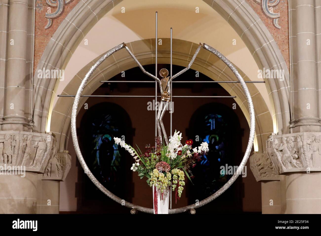 Saint Joseph church. Jesus on the cross Stock Photo - Alamy