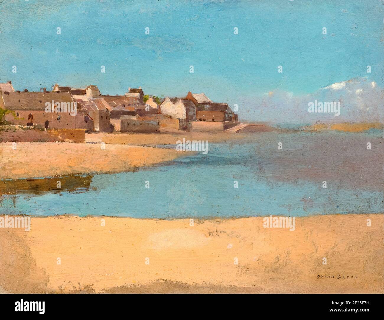 Village by the Sea in Brittany, landscape painting by Odilon Redon ...