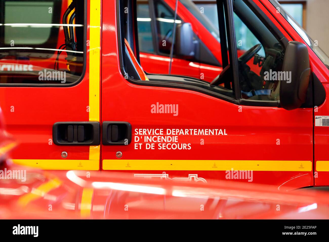 Fireman truck, first rescue. French Sapeurs Pompiers. France Stock ...