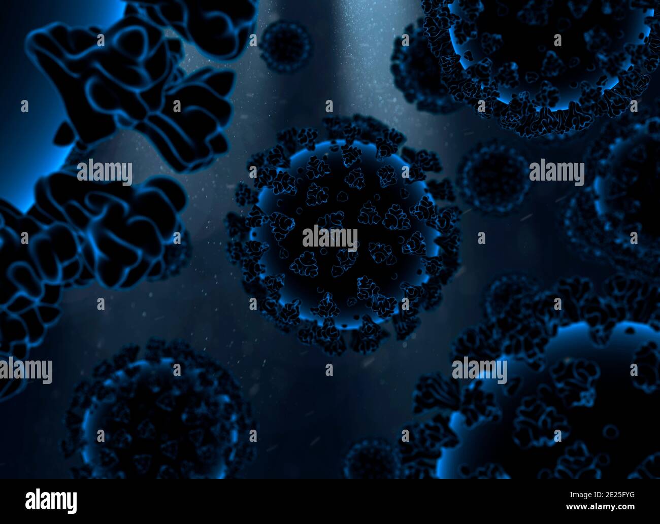 Close up of corona virus molecules in blood stream concept Stock Photo ...