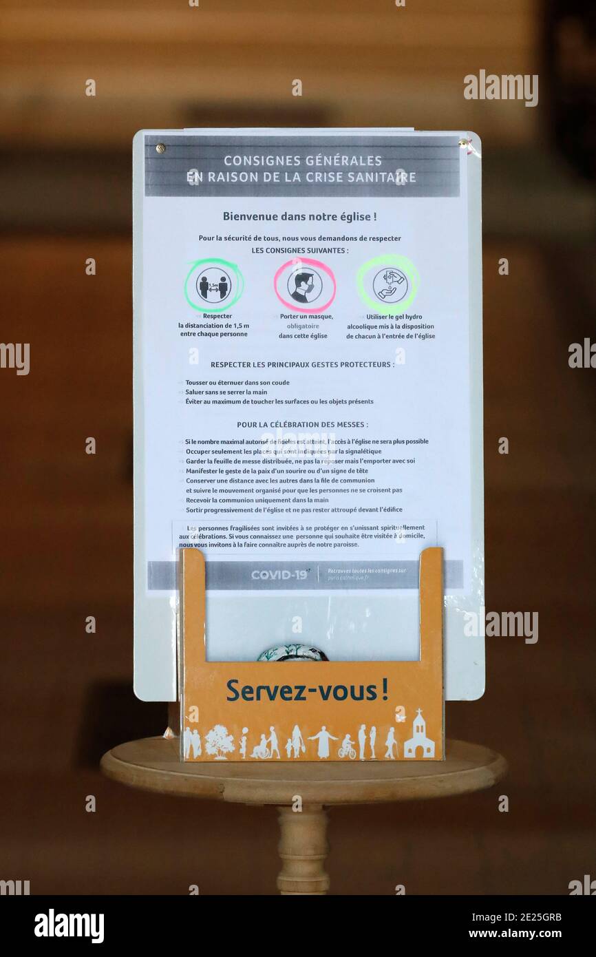 Church during the Coronavirus epidemic. COVID-19 instructions ...