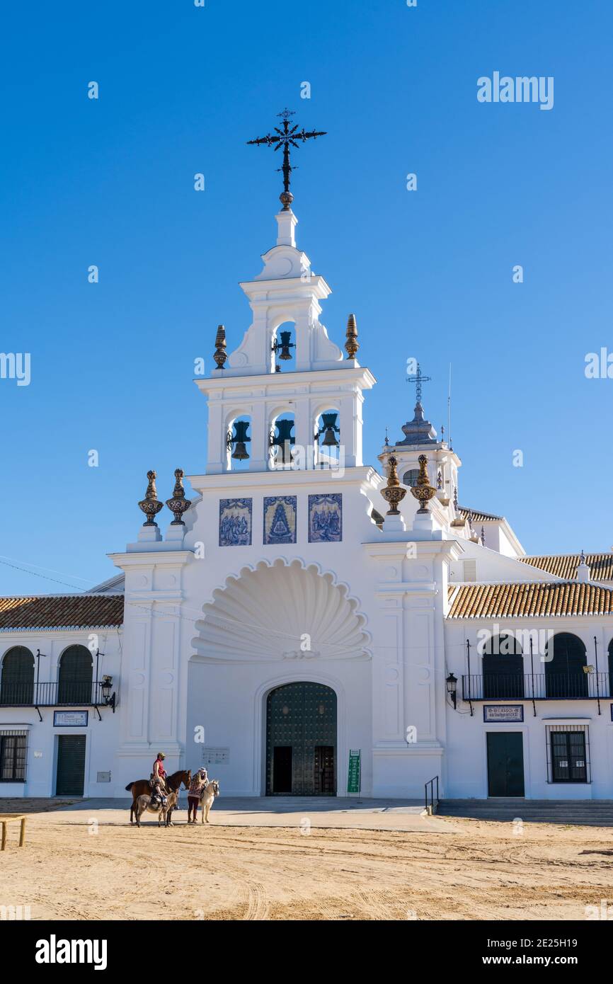 El Rocio, Spain - 9 January 2021: Ermita de Rocio church and town ...
