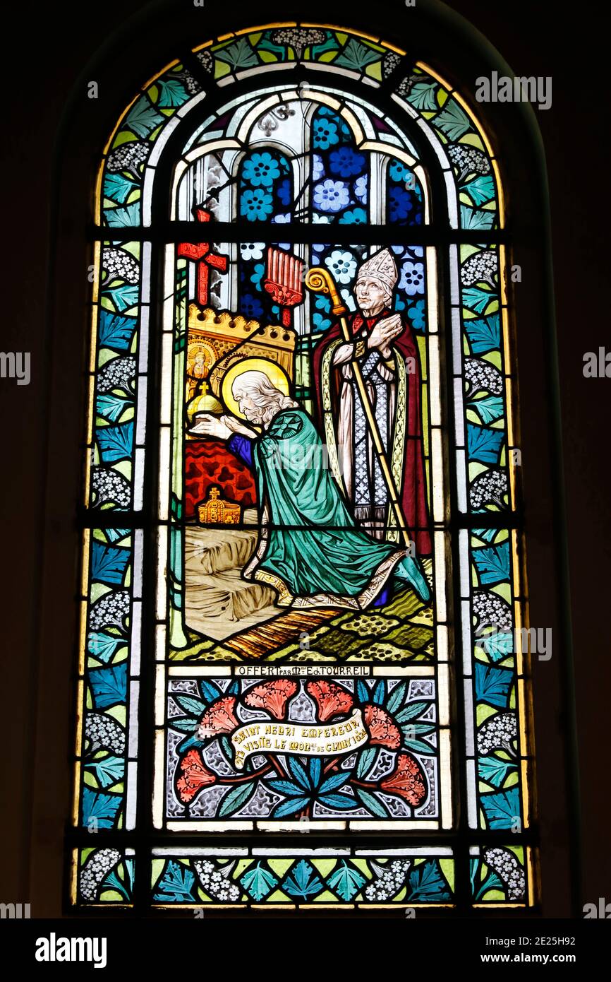 Saint Honore d'Eylau church, Paris, France. Stained glass. St Henry ...