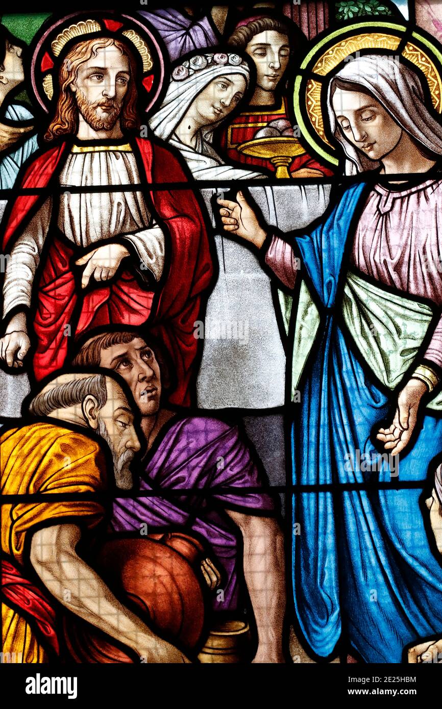 Notre Dame Des Graces Church Stained Glass Window The Transformation Of Water Into Wine At The