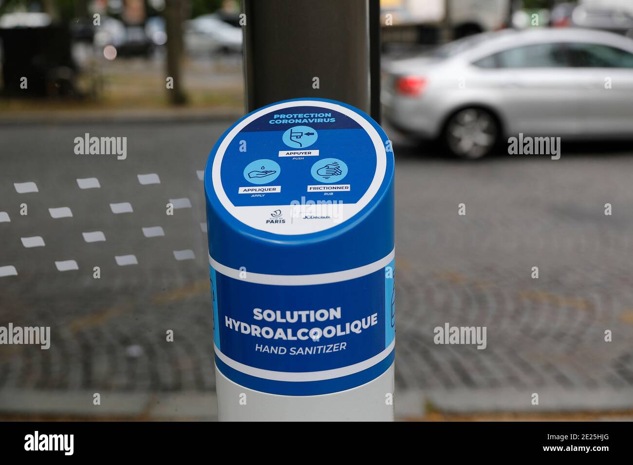 Hand sanitizer on a street of Paris, France Stock Photo - Alamy