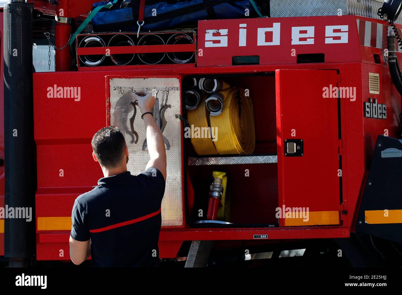 Fire department. Emergency vehicule. Sprinkler system. French Sapeurs ...