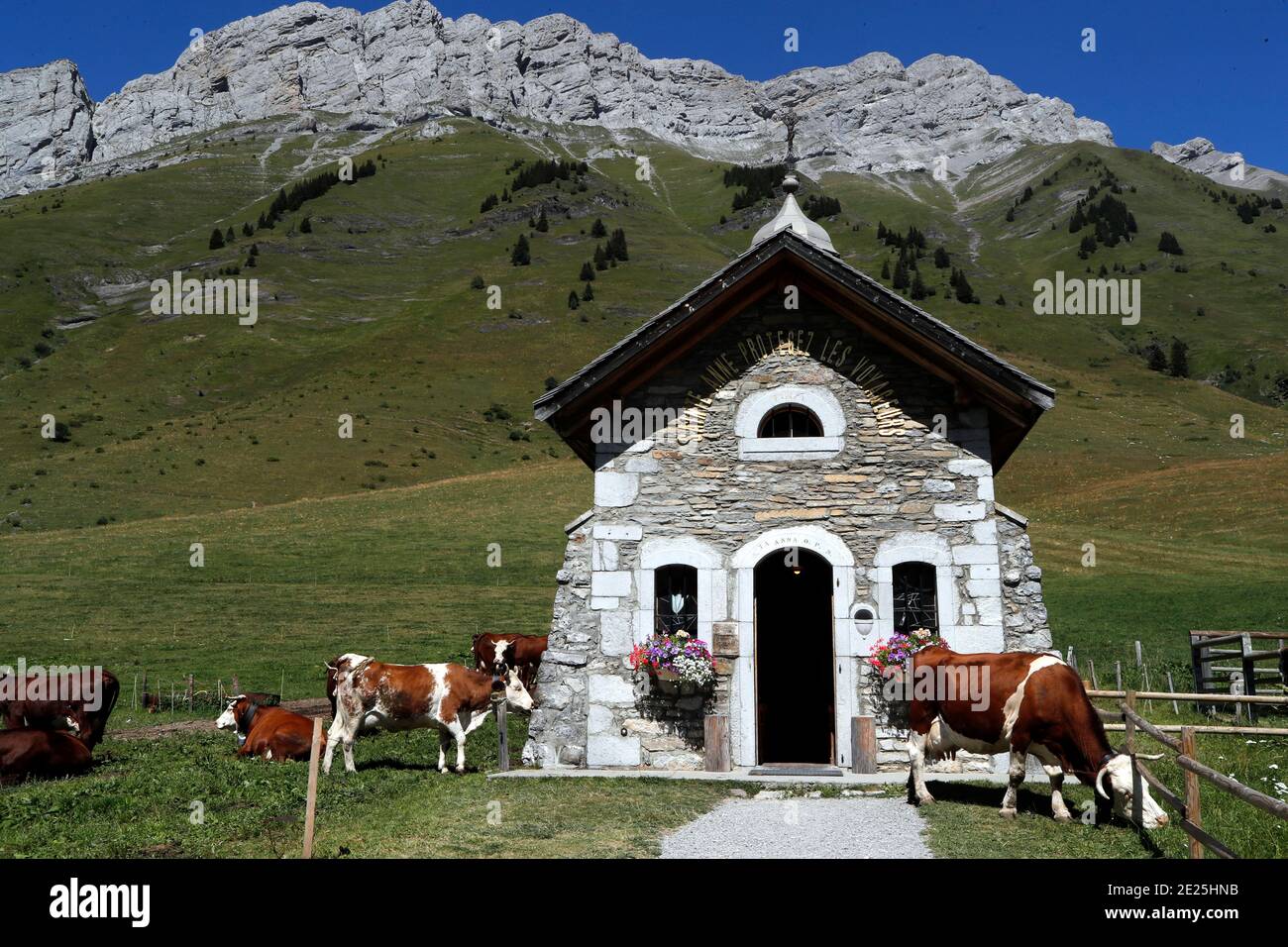 Saint Anne chapel. Col des Aravis. France Stock Photo - Alamy
