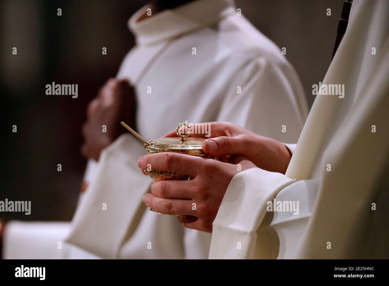 Basilica of Our Lady of Geneva. Catholic mass. Incense boat Stock Photo ...