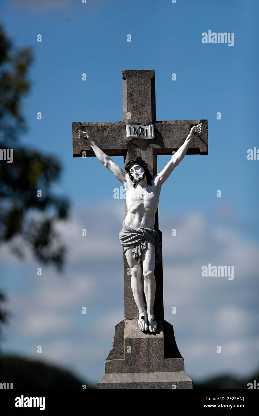Jesus on the cross. The crucifixion. Saint Germain les Arlay. France ...