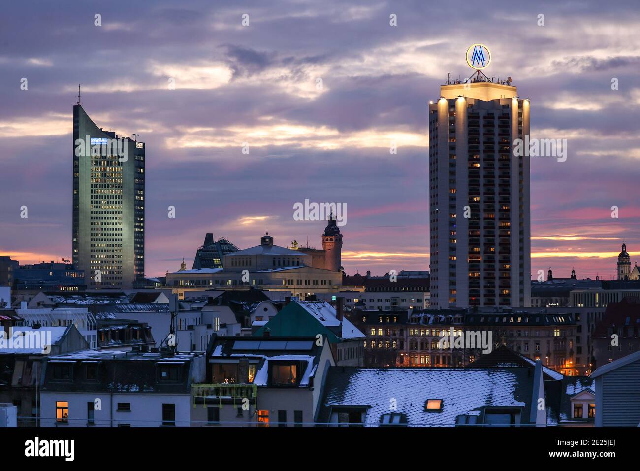 Leipzig, Germany. 11th Jan, 2021. The city centre with the City ...