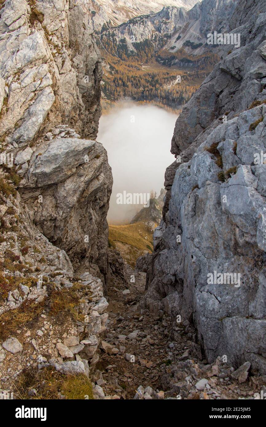 Dangerous part of mountain path Stock Photo - Alamy