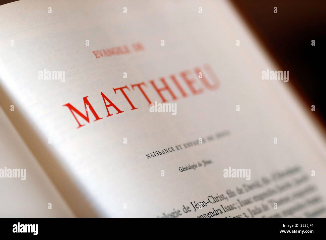 Open bible. New testament. Matthew the Evangelist, the author of the ...