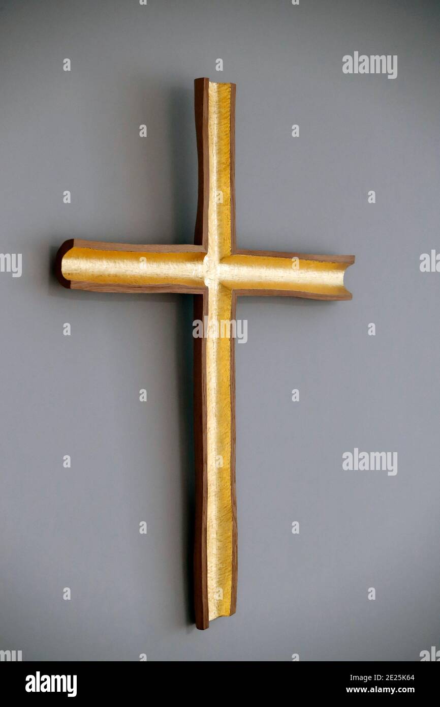 Chapel. Christian cross. sculpture. Annecy. France Stock Photo - Alamy