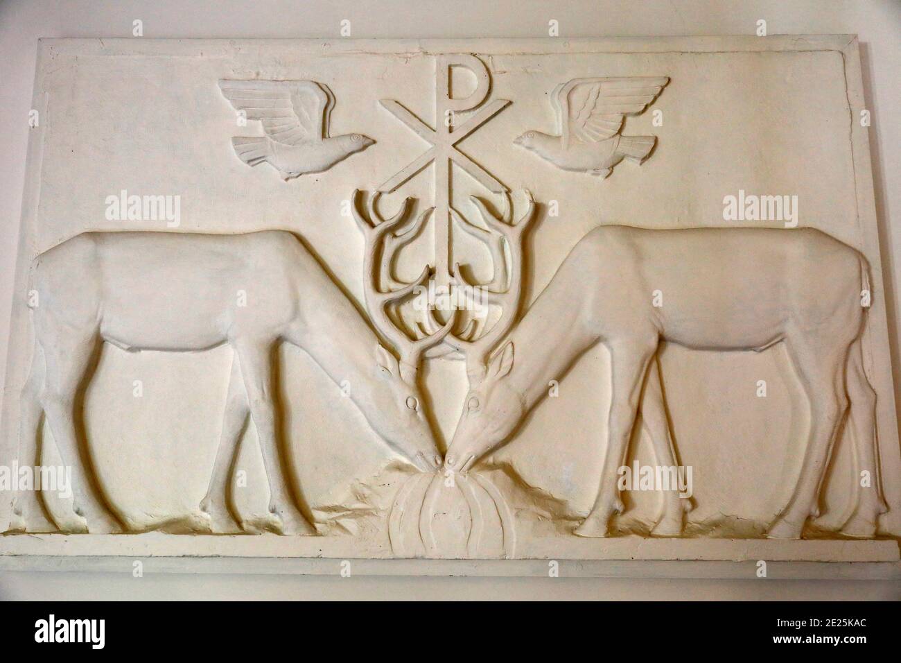 Orval trappist abbey, Belgium. Peace symbol relief Stock Photo - Alamy