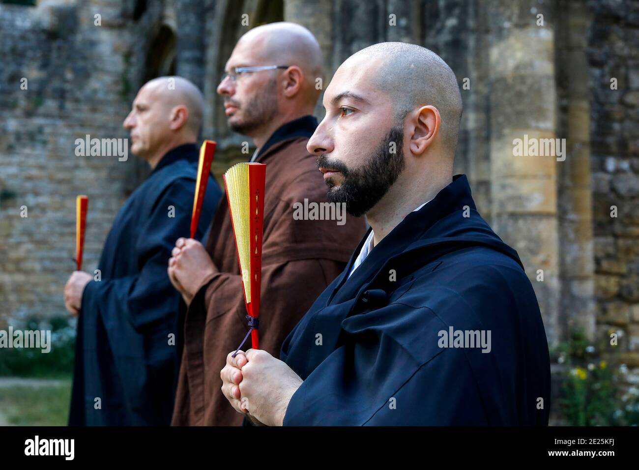 Zen buddhist master ordination (transmission) ceremony in the ruins of ...