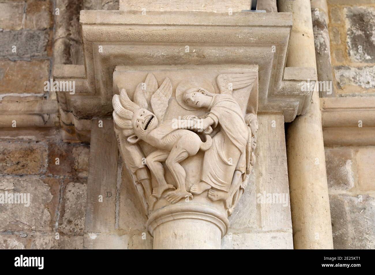 Saint Mary Magdalene basilica, Vezelay, France. Capital depicting Angel ...