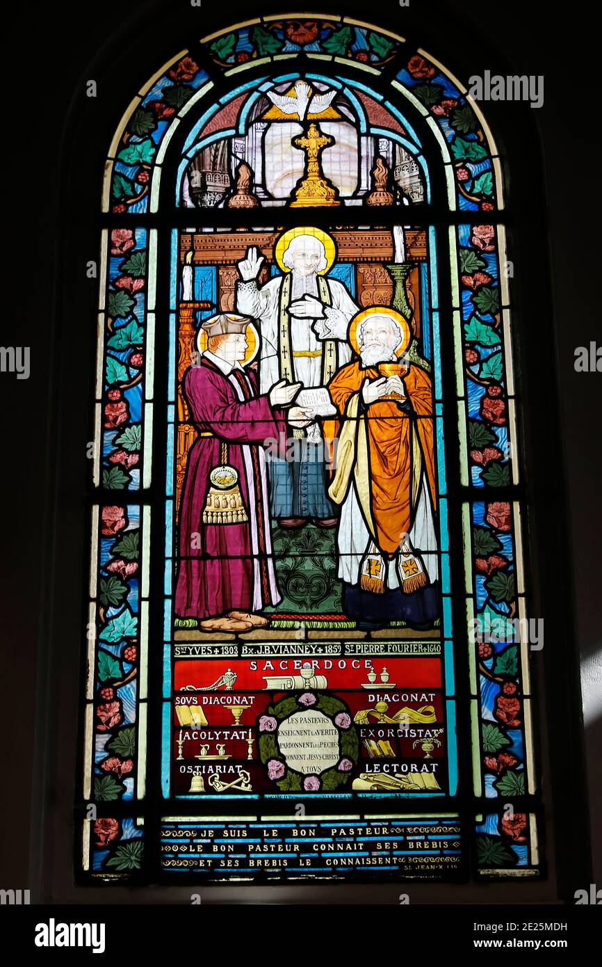 Saint Honore d'Eylau church, Paris, France. Stained glass. St Yves, St ...