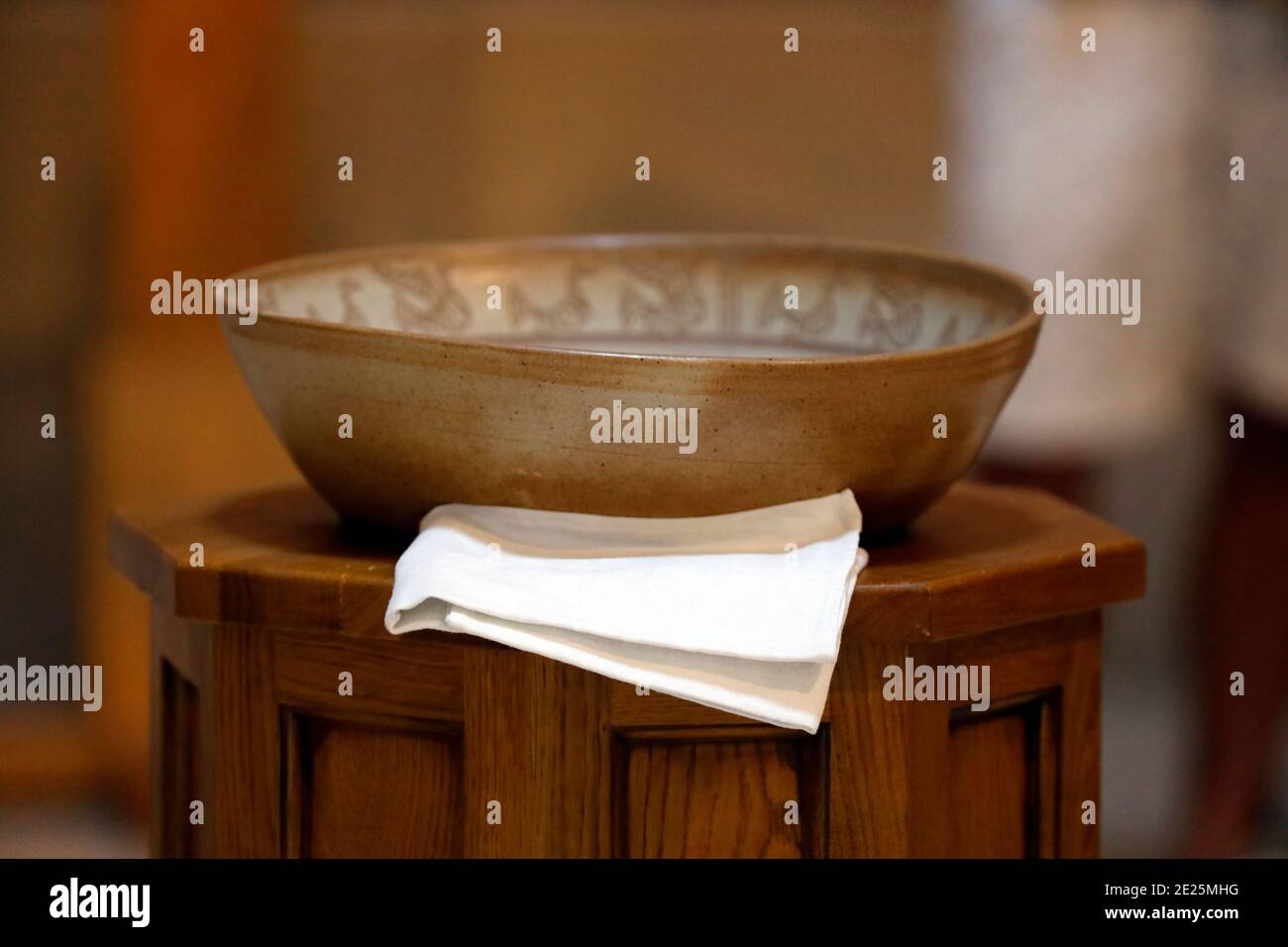 Catholic church. Baptismal liturgy. Baptistry. France Stock Photo - Alamy