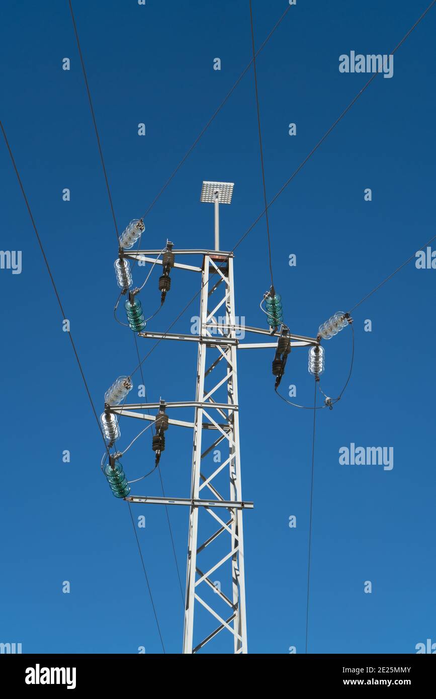 Power pole for electricity transmission and distribution in front of ...