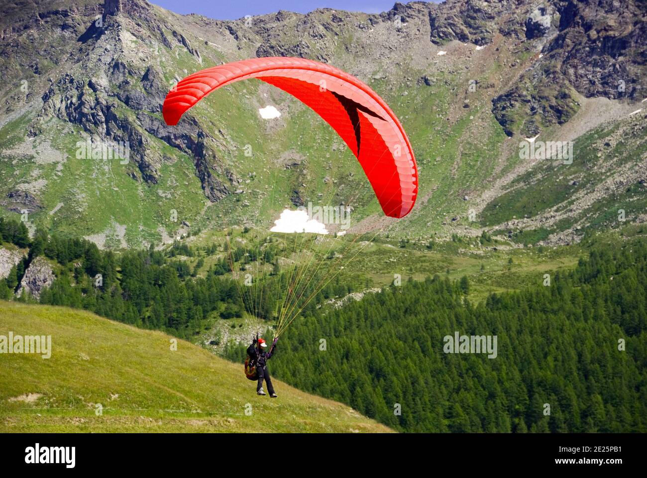 Paragliding approaching landing in hi-res stock photography and images ...